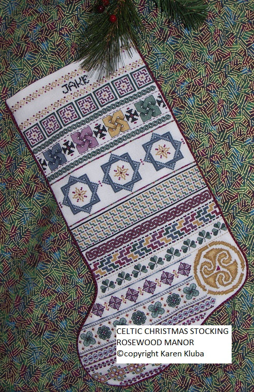 CELTIC CHRISTMAS STOCKING – Rosewood Manor X Stitch